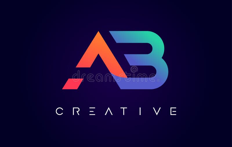 AB Logo Letter Design with Modern Creative Concept and Orange Blue ...