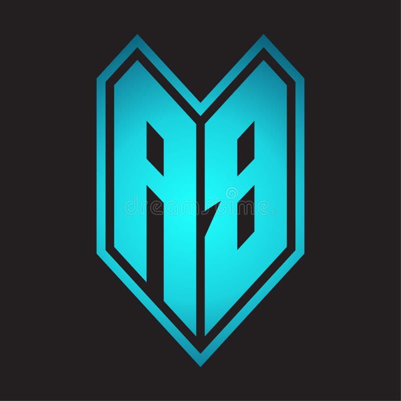 AB Logo Monogram with Emblem Line Style Isolated on Blue Gradient ...