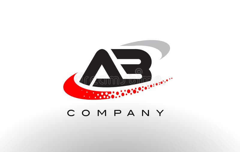 AB Modern Letter Logo Design with Red Dotted Swoosh Stock Vector ...