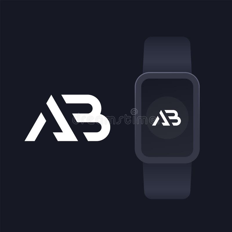 AB Monogram, Logo Design with Smart Watch Mockup Stock Vector ...