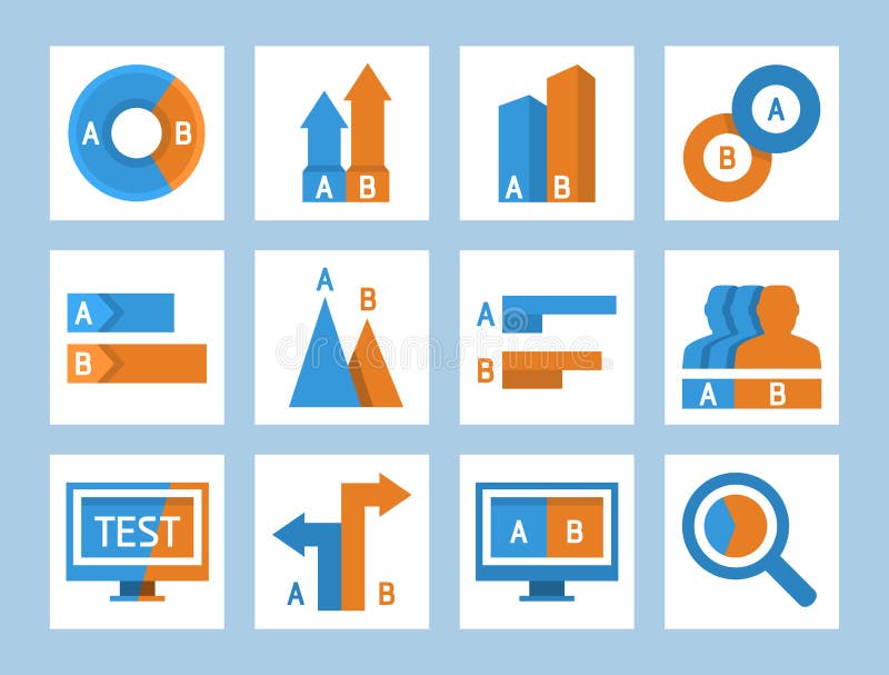 AB Split Testing and Comparison Icons Stock Vector - Illustration of ...