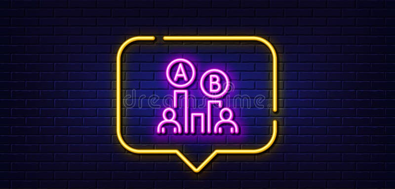 Ab Testing Line Icon. Ui Test Chart Sign. Neon Light Speech Bubble ...