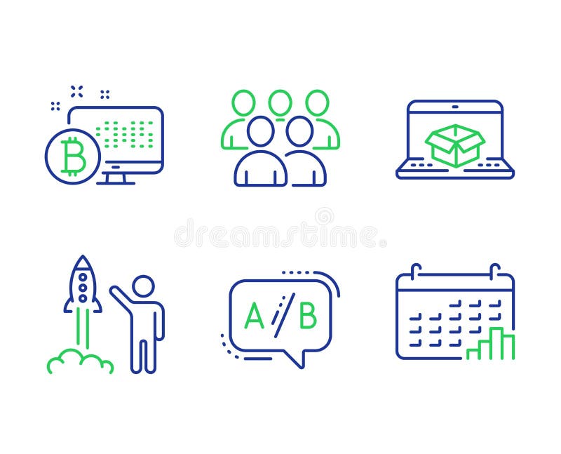 Ab Testing, Online Delivery and Launch Project Icons Set. Group ...