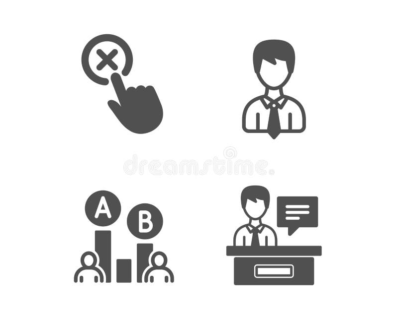 Ab Testing, Reject Click and Businessman Icons. Exhibitors Sign. Test ...