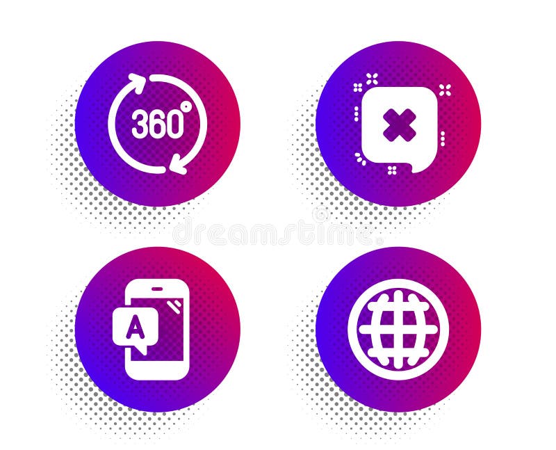 Ab Testing, Reject and 360 Degrees Icons Set. Globe Sign. Phone Test ...