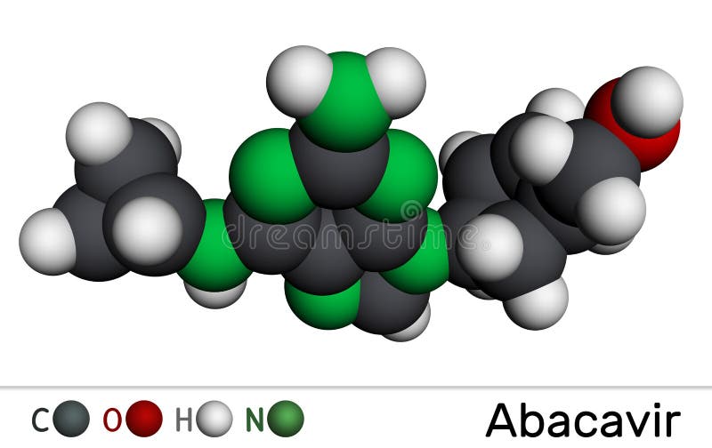 Abacavir Molecule, Structural Chemical Formula, Ball-and-stick Model ...