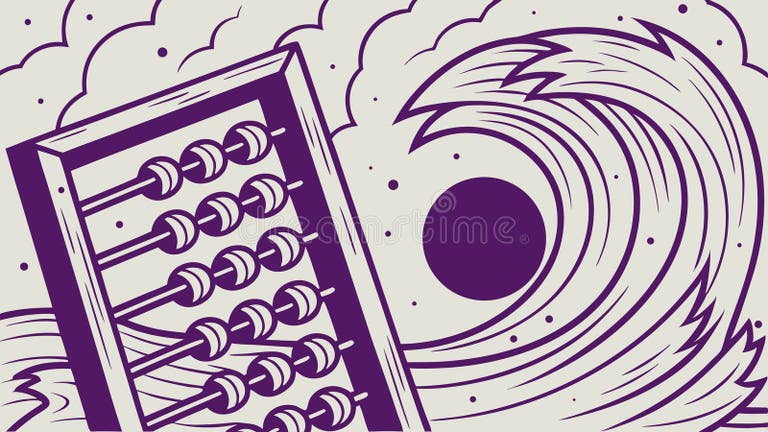 Abacus Calculation Tool with a Large Stylized Wave Background Art ...