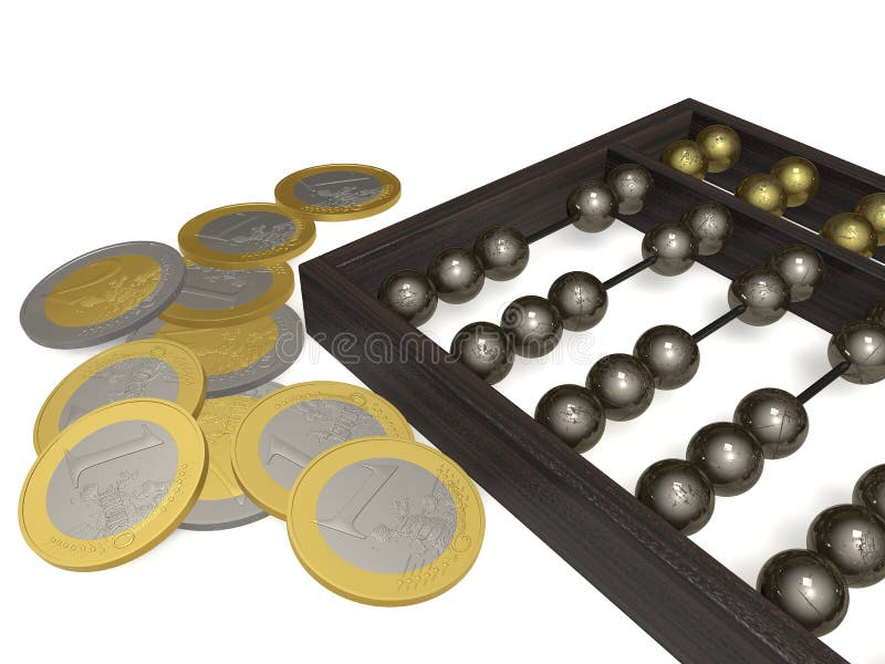 Abacus and coins stock illustration. Illustration of economy - 24661154