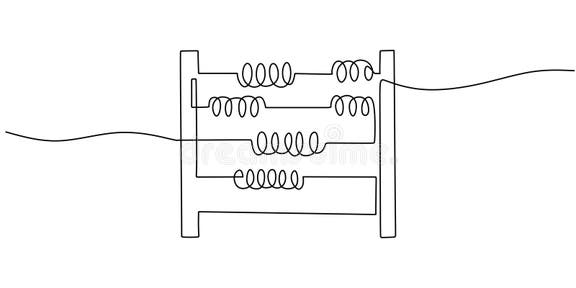 Abacus in Continuous One Line Art Drawing. Hand Drawn Counting Frame ...