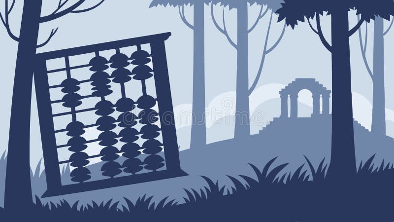 Abacus with Distant Ruins, Ancient Calculation Device, Historical Theme ...