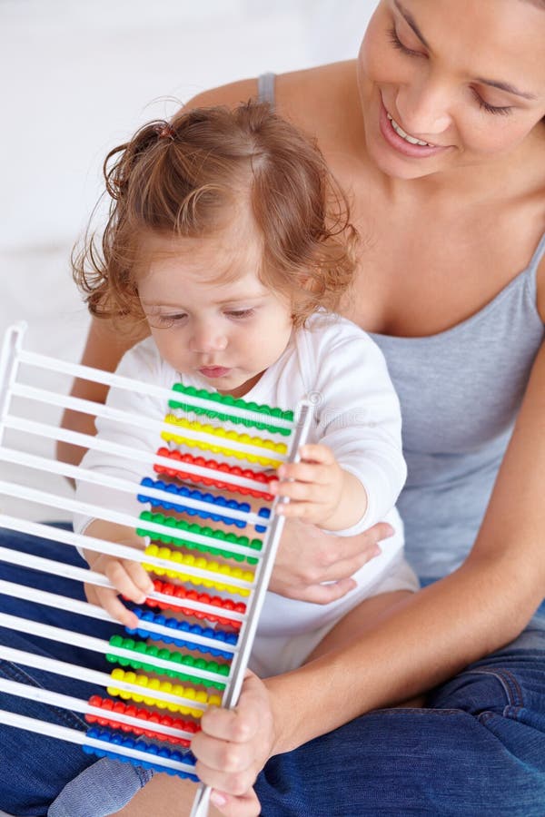 Abacus, Education and Baby with Mother Playing, Learning and Teaching ...