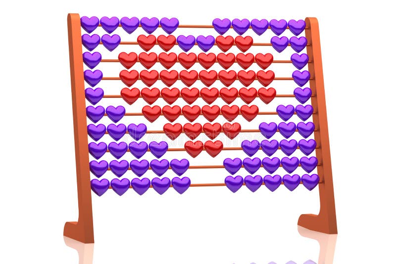 Abacus Illustration of a Red Heart - 3d Rendering - Isolated on White ...