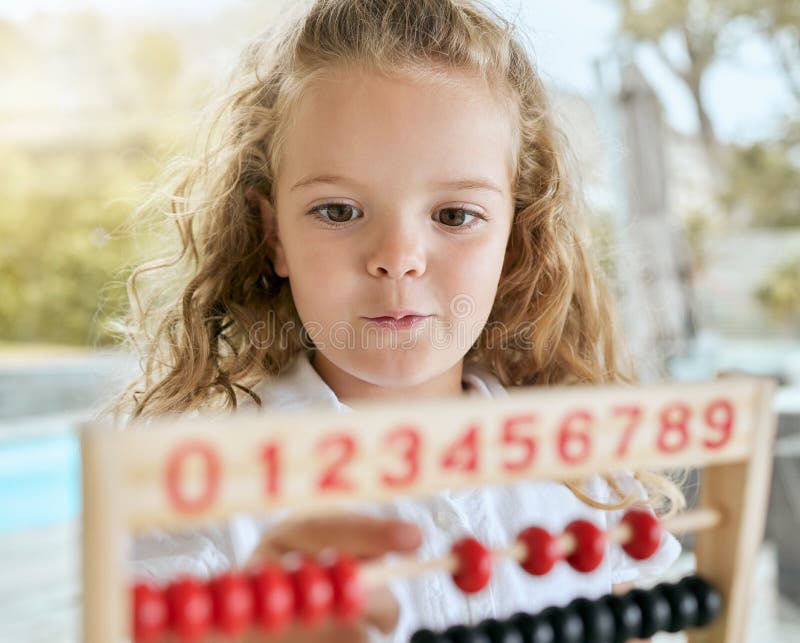 Kids Learning Numbers, Boy and Girl Counting on Abacus Stock Image ...