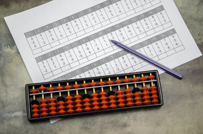 Abacus for Mental Arithmetic on Background of Sheet of Paper with ...