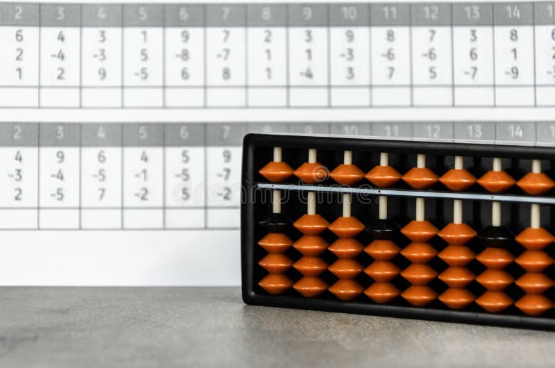 Abacus for Mental Arithmetic on Background of Sheet of Paper with ...