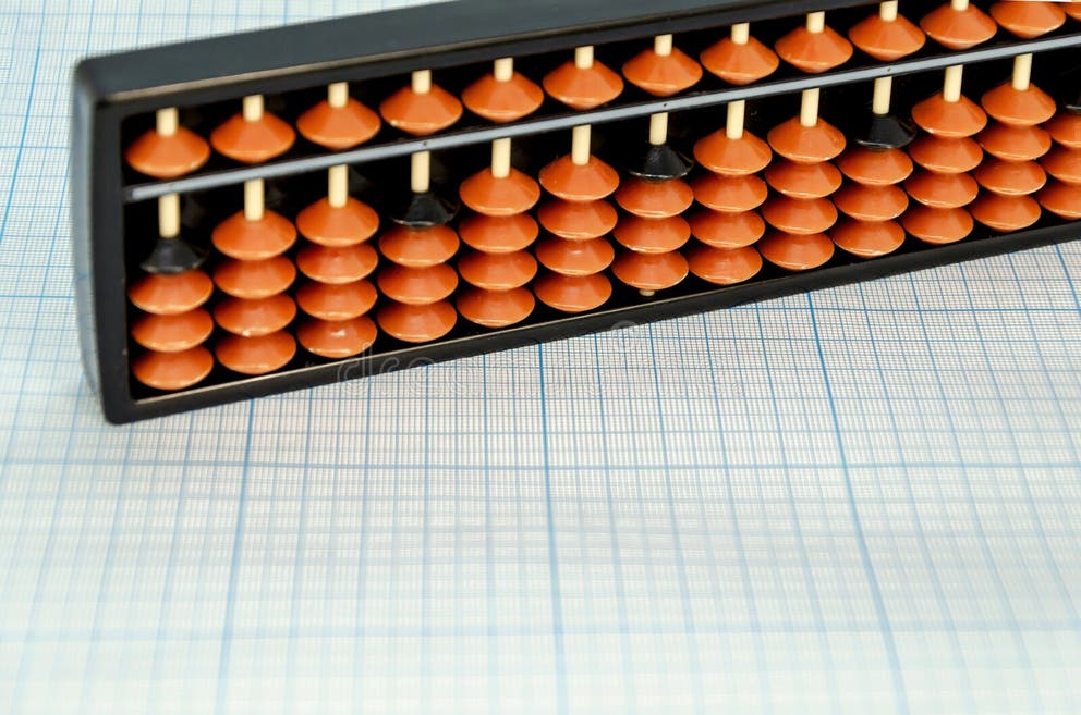 Abacus for Mental Arithmetic on Light Blue Checkered Background. Space ...