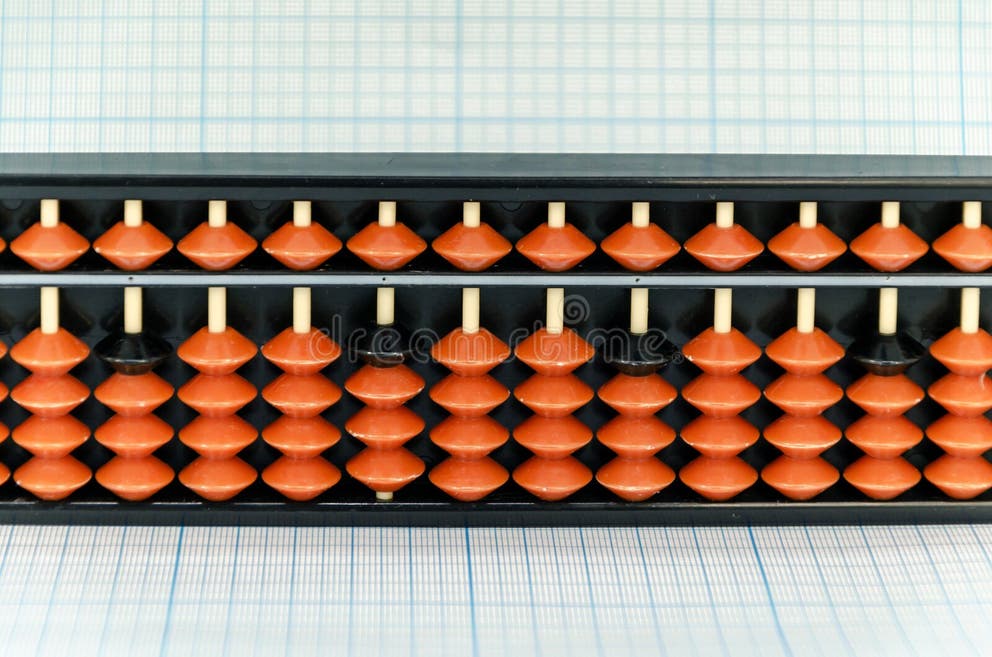 Abacus for Mental Arithmetic on Light Blue Checkered Background. Space ...