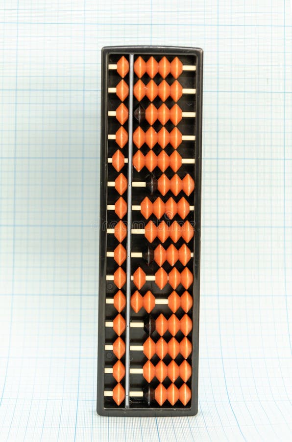 Abacus for Mental Arithmetic on Light Blue Checkered Background. Space ...