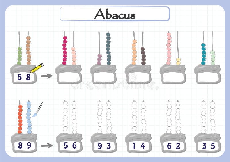 Abacus for Numbers Up To 999, Math Worksheet for Kids Stock ...