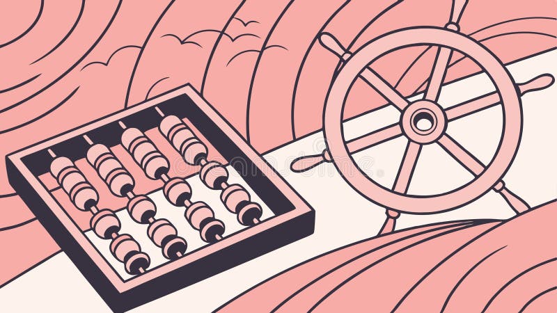 Abacus with Ship Wheel, Nautical Calculation, Maritime Theme, Vector ...