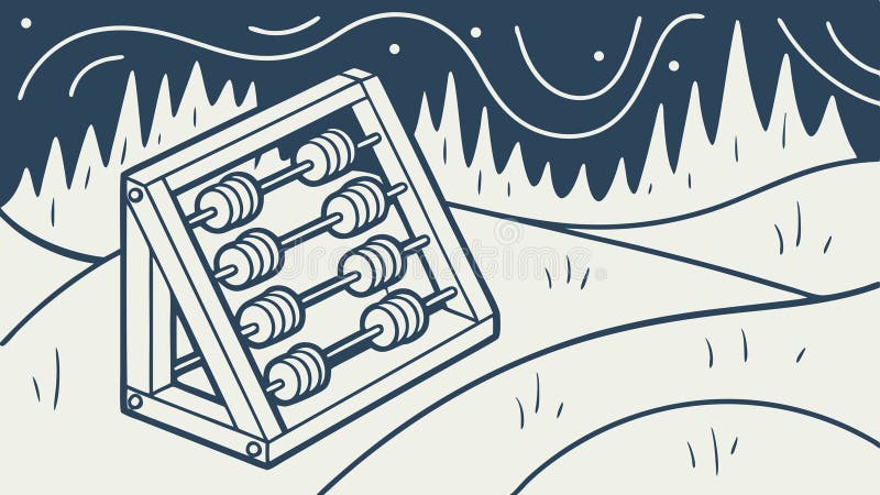 Abacus in a Stylized Snowy Landscape with Evergreen Trees, Vector ...