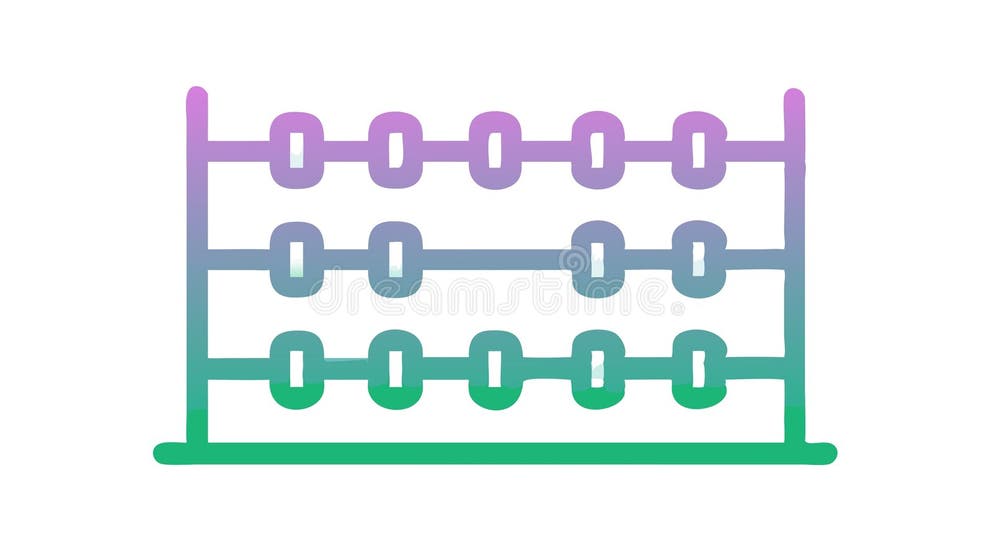 Abacus Tool with Outline Beads Icon, Educational Math Vector, Vector ...