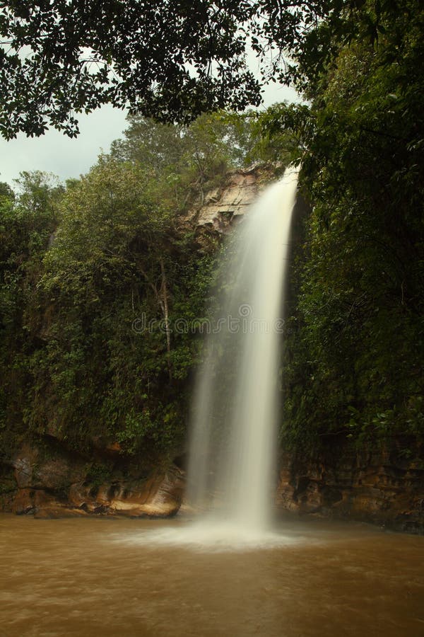 Abade Waterfall Near Pirenopolis Side View Stock Image - Image of park ...