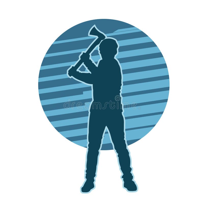 Silhouette of a Worker Swinging His Axe. Stock Vector - Illustration of ...