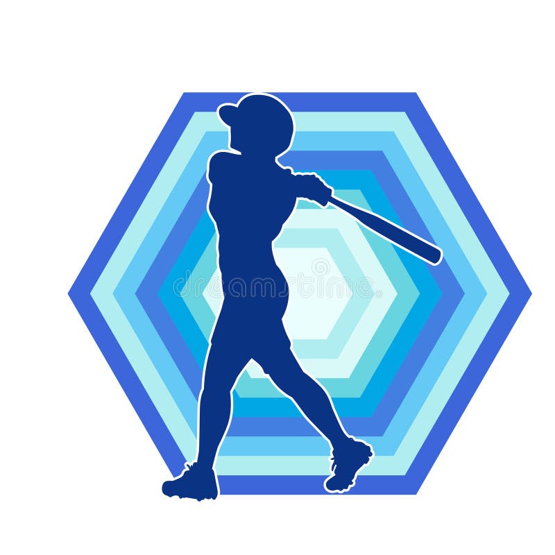 Silhouette of a Female Baseball Batter Player in Action Pose ...