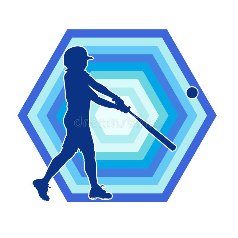 Silhouette of a Female Baseball Batter Player in Action Pose ...