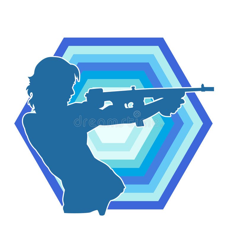 Silhouette of Female Warrior Carrying Machine Gun Weapon. Stock Vector ...