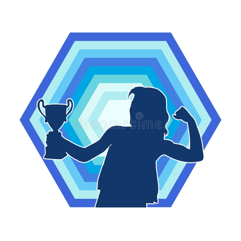 Silhouette of a Female Holding a Trophy Cup As If she is a Winner of a ...