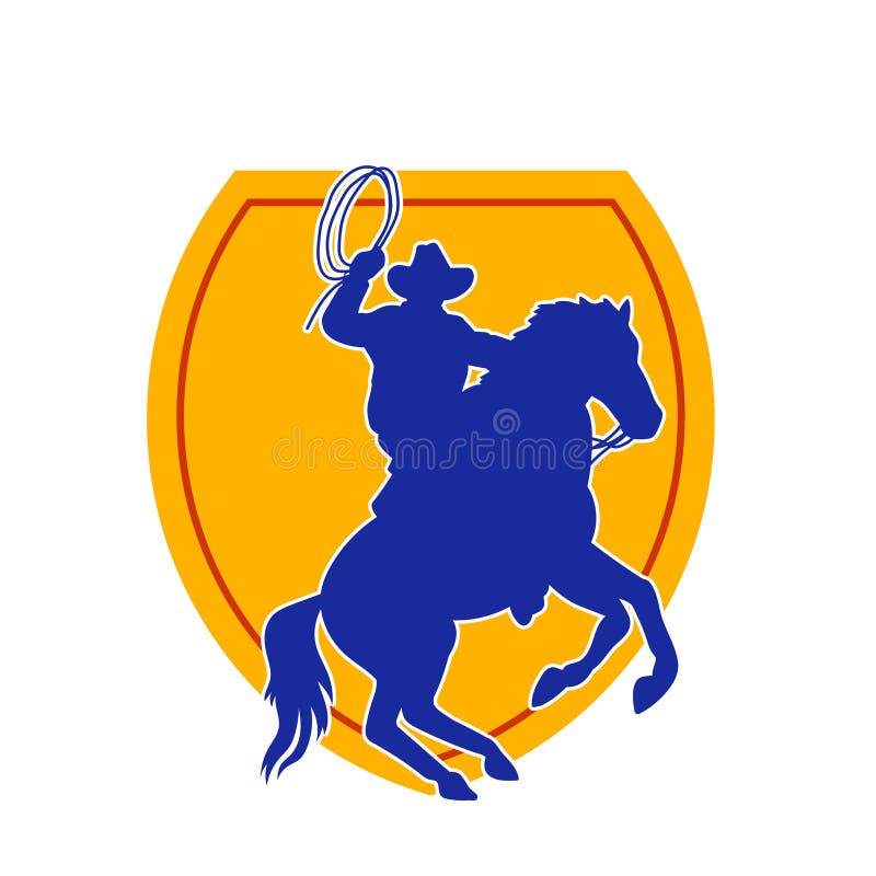 Silhouette of a Cowboy Riding a Horse Throwing Lasso Rope Stock Vector ...