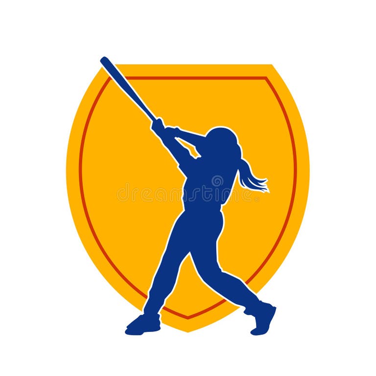 Silhouette of a Female Baseball Batter Player in Action Pose ...