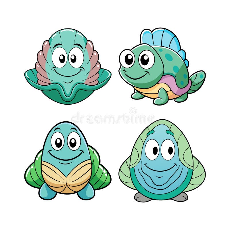 Abalone Coloring Illustration with Outline Stock Vector - Illustration ...