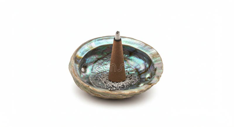 Abalone Shell Used As a Holder for a Burning Incense Cone. the Shell ...