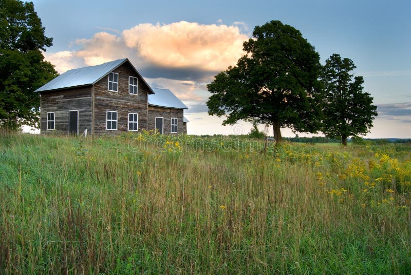 Abanboned Farm House with Beautiful Clouds in Rural Canada Stock Image ...