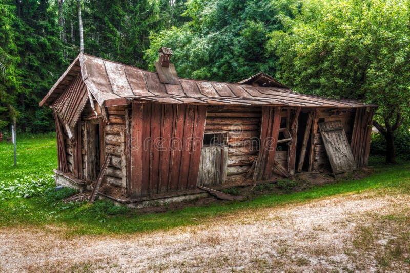 Old Cabin in the Woods stock photo. Image of ground, retro - 23066180