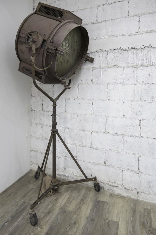 Abandoned Old Rustic Metal Spotlight with Stand Stock Photo - Image of ...
