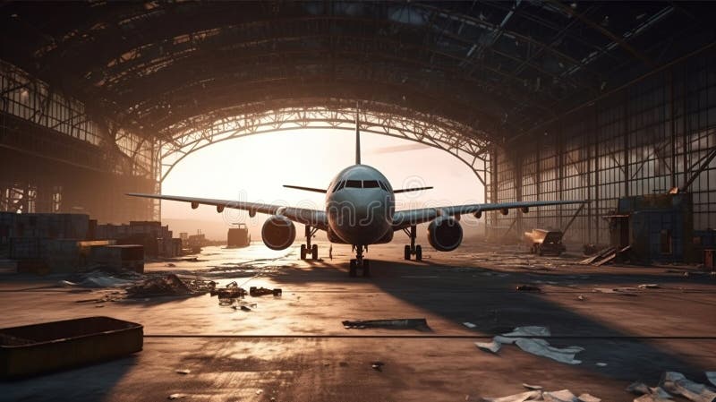 Abandoned Aircraft after Post-apocalyptic. Generative Ai Stock ...