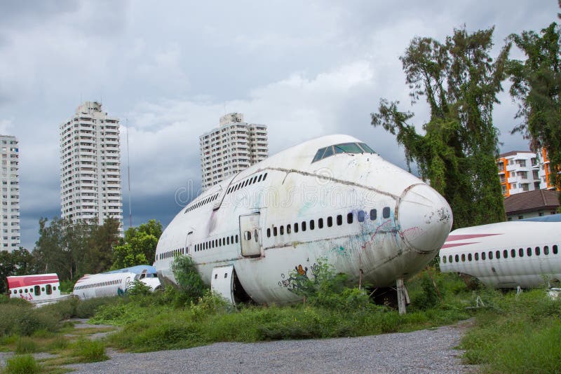 Abandoned Airplane,old Crashed Plane with,plane Wreck Tourist at Stock ...