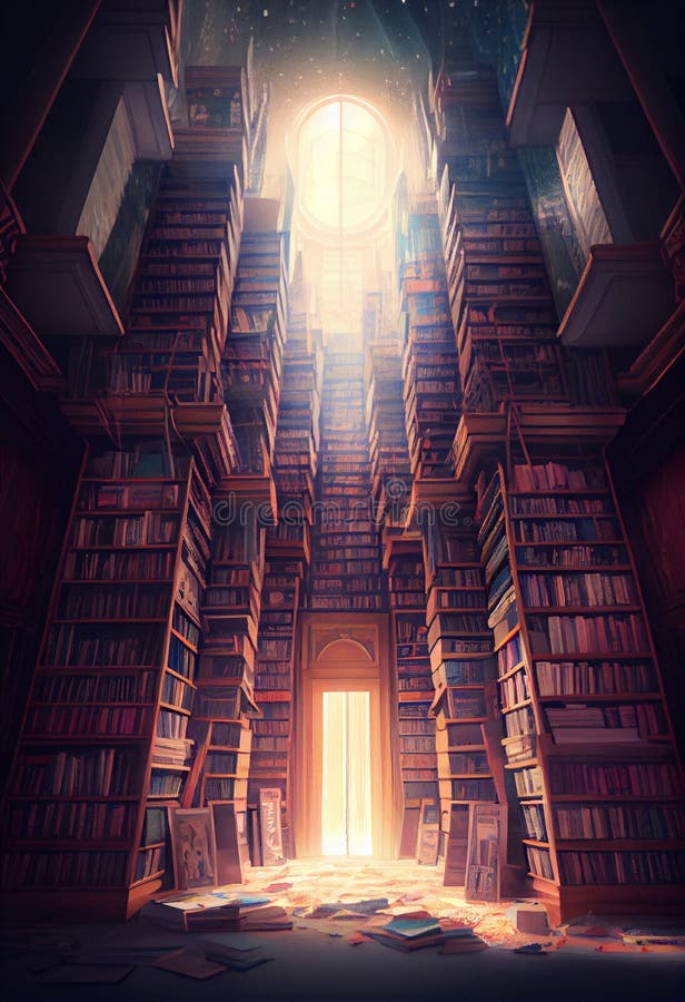 Abandoned Ancient Library with a Lot of Lost Knowledge by Mankind. AI ...