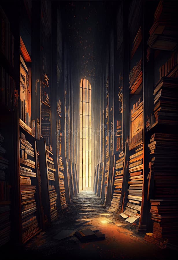 Abandoned Ancient Library with a Lot of Lost Knowledge by Mankind. AI ...