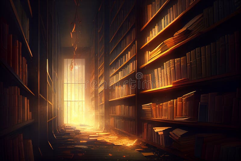 Abandoned Ancient Library with a Lot of Lost Knowledge by Mankind. AI ...