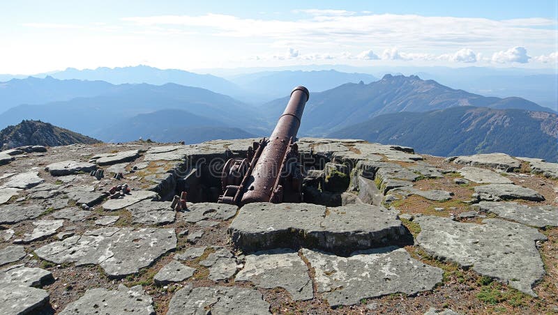 Abandoned Artillery Emplacement on Moss Covered Mountaintop Stock ...