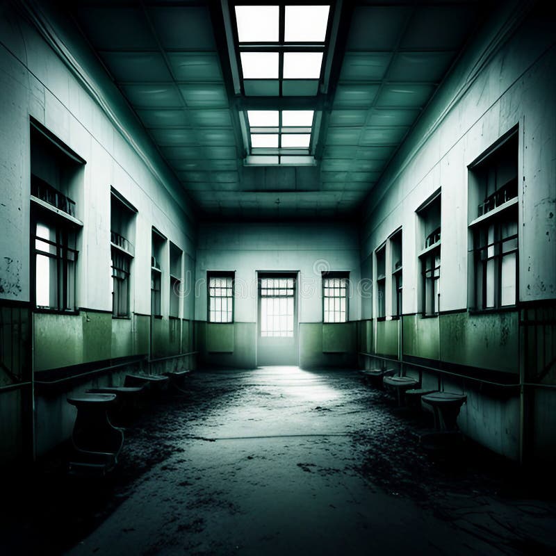 Abandoned Asylum with Eerie Lights and Suspenseful Atmosphere, Created ...
