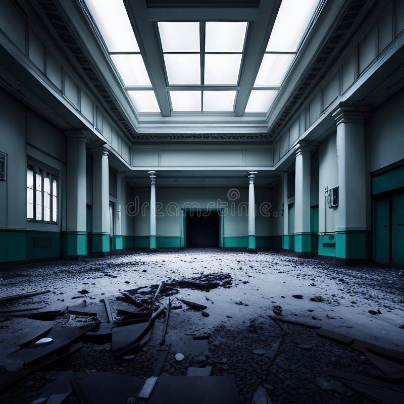 Abandoned Asylum with Eerie Lights and Suspenseful Atmosphere, Created ...