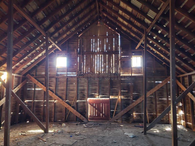 Abandoned Attic of an Old Barn in Nebraska Stock Photo - Image of barn ...