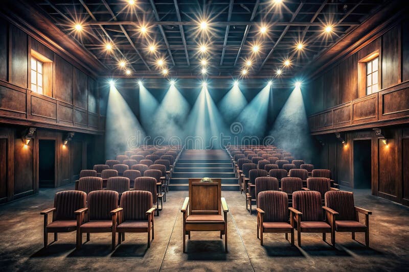 Abandoned Auction House in Low Light Empty Stands Reflect a Failed ...