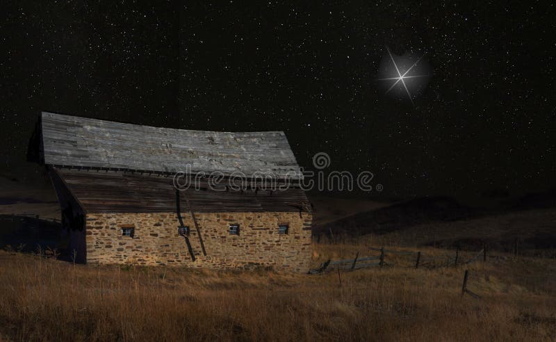 Abandoned Barn with Bright Star Above on Christmas Stock Image - Image ...